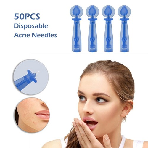 50Pcs/Box Blackhead Remover Disposable Acne Needle Blue for Women ...