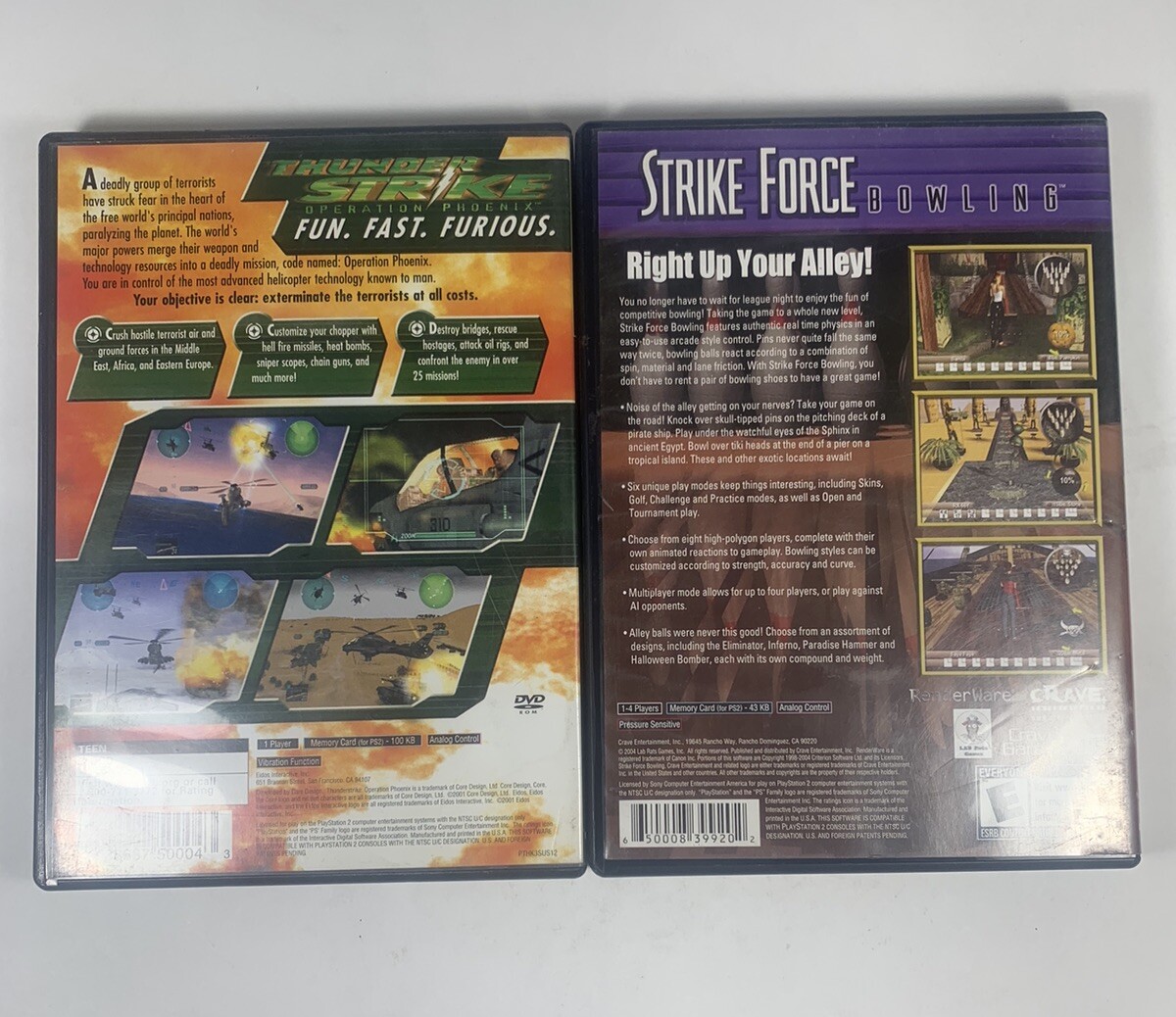 ThunderStrike : Operation Phoenix Sony PlayStation 2 PS2 & STRIKE FORCE ...