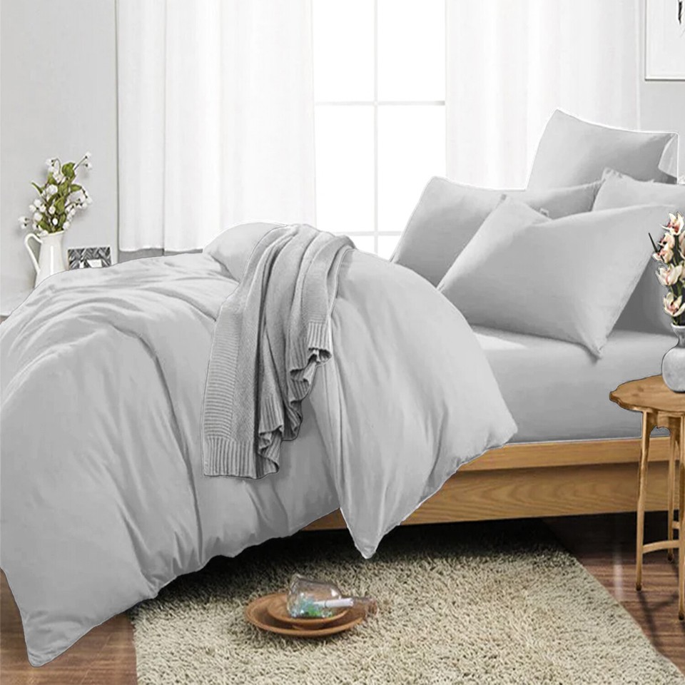 Reversible Duvet Cover Set 4 Piece Quilt Covers With Fitted Sheet ...