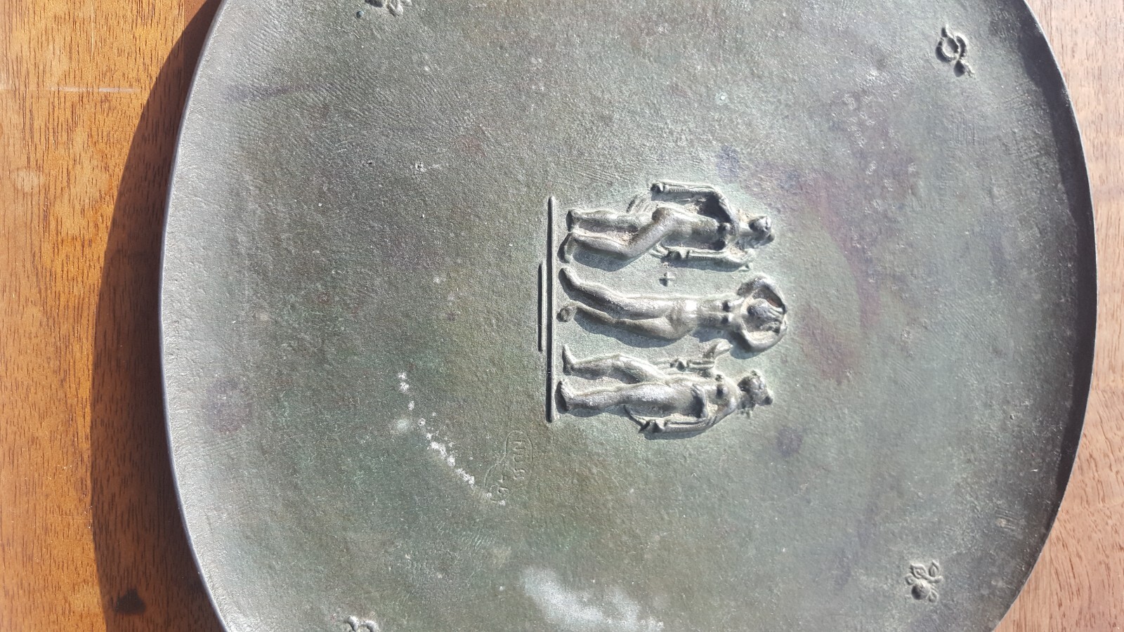 Professor Fritz Nuss seltener Bronzeteller, -schale, Bronzerelief ...