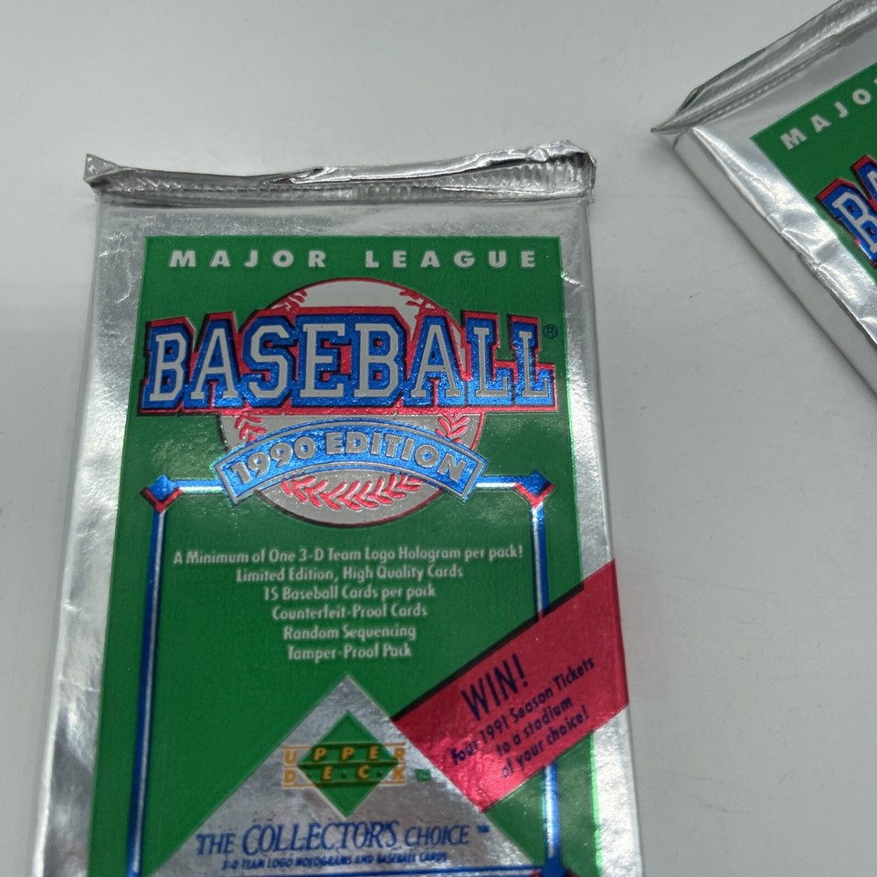 1990 Upper Deck Baseball Wax Pack Foil Lot Of 12 Packs From Sealed ...