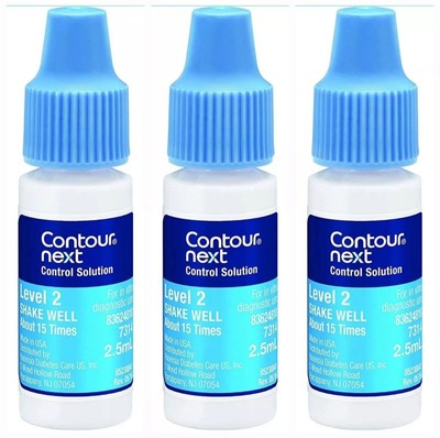 3x CONTOUR NEXT Control Solution for Glucose Test Meter, Level 2, 2.5mL ...