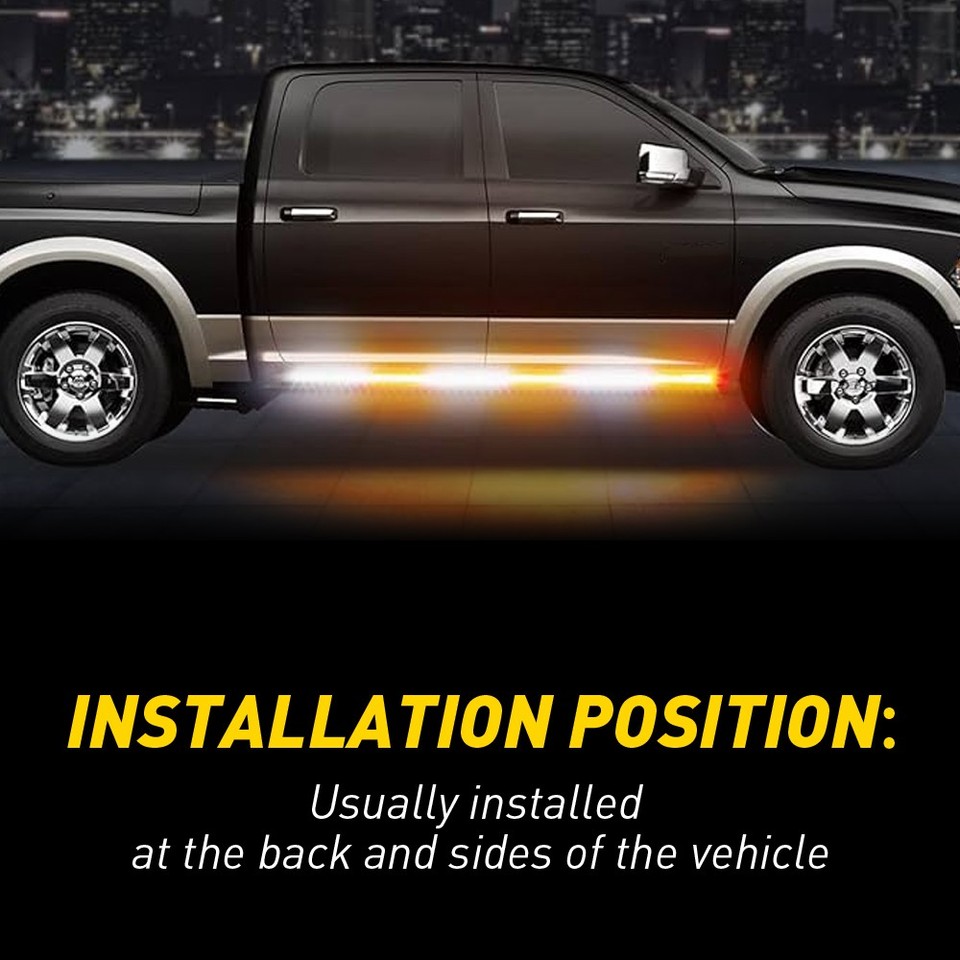 2pcs 60" Running Board Step Strips Bar LED Strobe Lights & White Amber ...