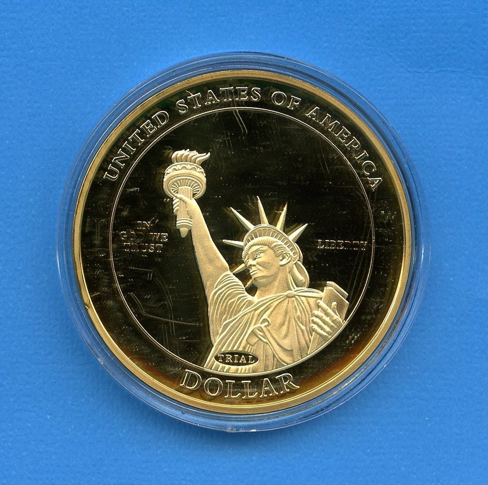 Lincoln Presidential Trial Dollar Coin 2" Proof 24k Gold Plated Medal ...