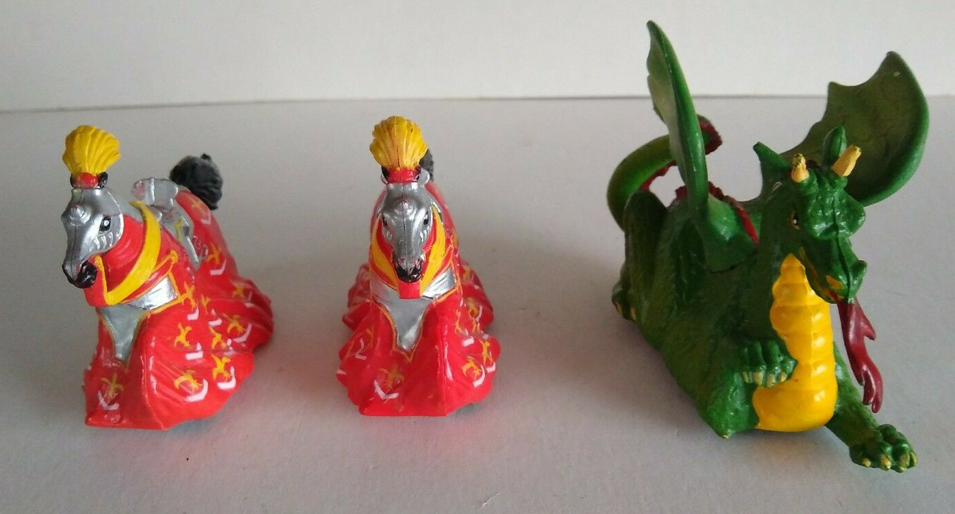 Brittains Pull Back Rolling Dragon & (2) Medieval Horses 1988 | eBay