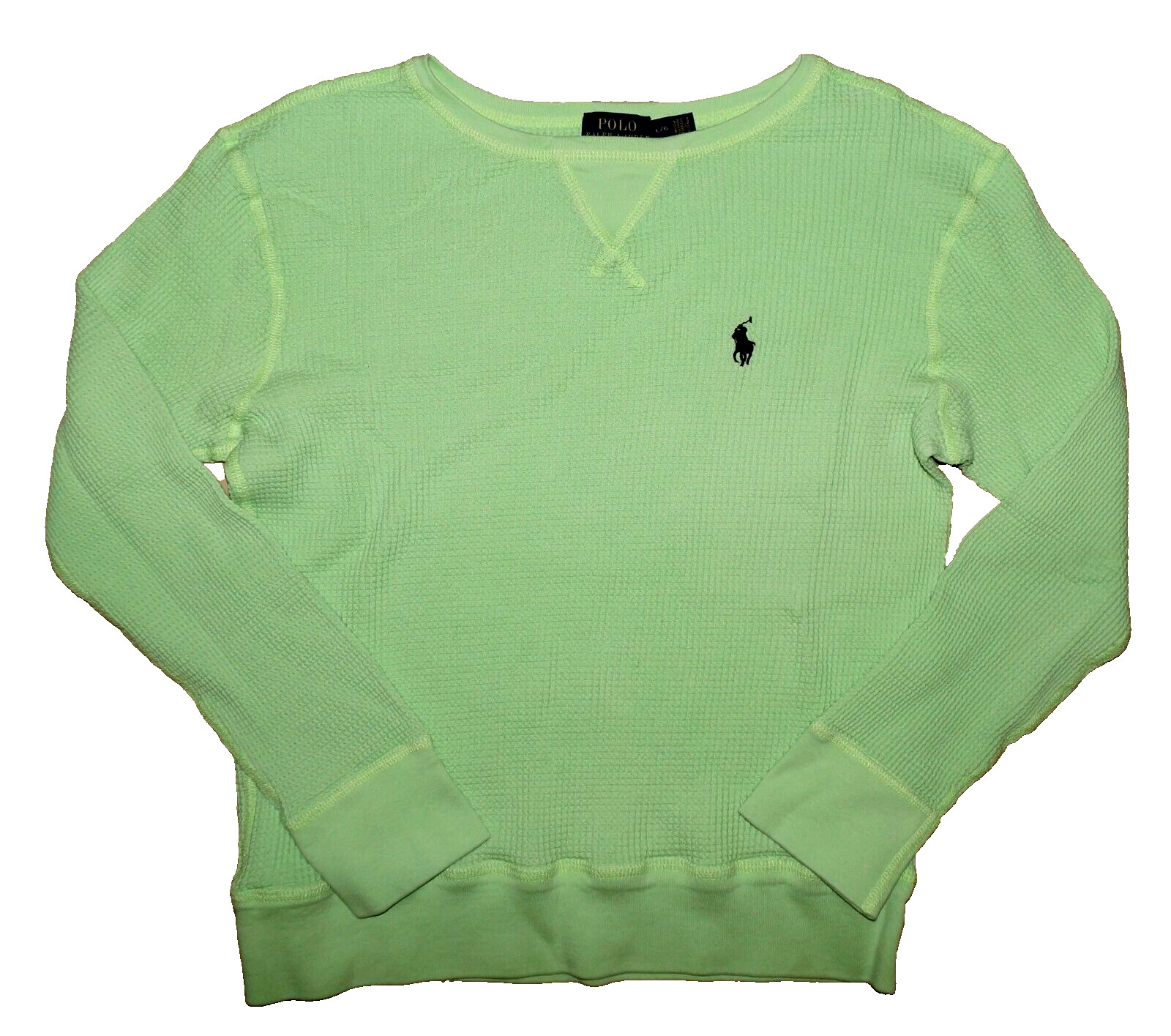 POLO RALPH LAUREN Light Neon Green 100% Cotton Waffle… - Gem