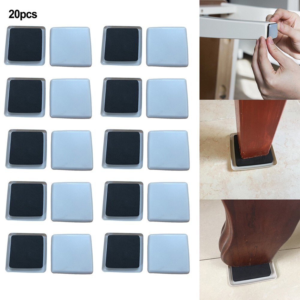 Noise Reduction Furniture Glides 20 Pcs Square Sliders for Chair Sofa ...