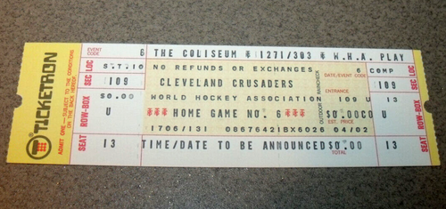 Cleveland Crusaders Vintage 1970s WHA Playoff Full Ticket at The ...