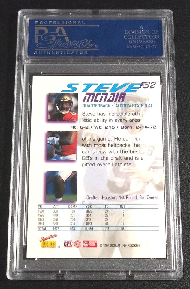 PSA DNA Rc Steve McNair Auto 1995 Signature Rookie Signed Steve Mcnair Autograph | eBay