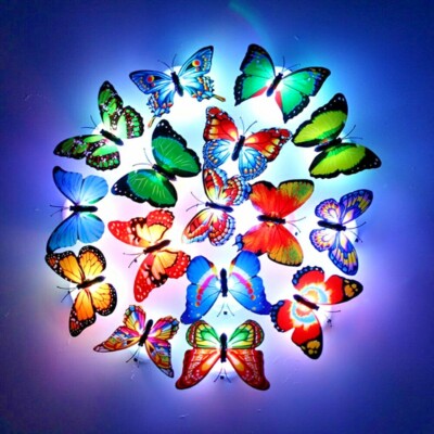 24 packs LED Flashing Light Lamp Butterflies Night Light Butterfly ...