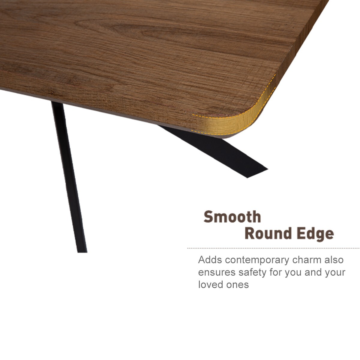 LONABR Dining Table 6-8 Person Rectangle Wood Tabletop Metal Legs ...