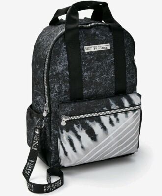 Justice Collection X Tie Dye Black White Silver Backpack New! | eBay