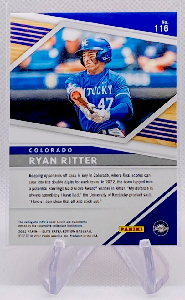 2022 Elite Extra Edition Ryan Ritter Pink Parallel #116 - Colorado ...