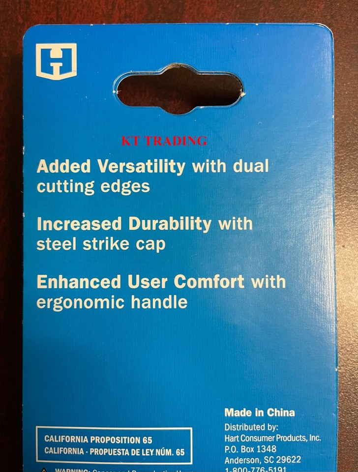 HART Wood DUAL CUTTING EDGES 1" Side STEEL STRIKE CHISEL with Overmold ...