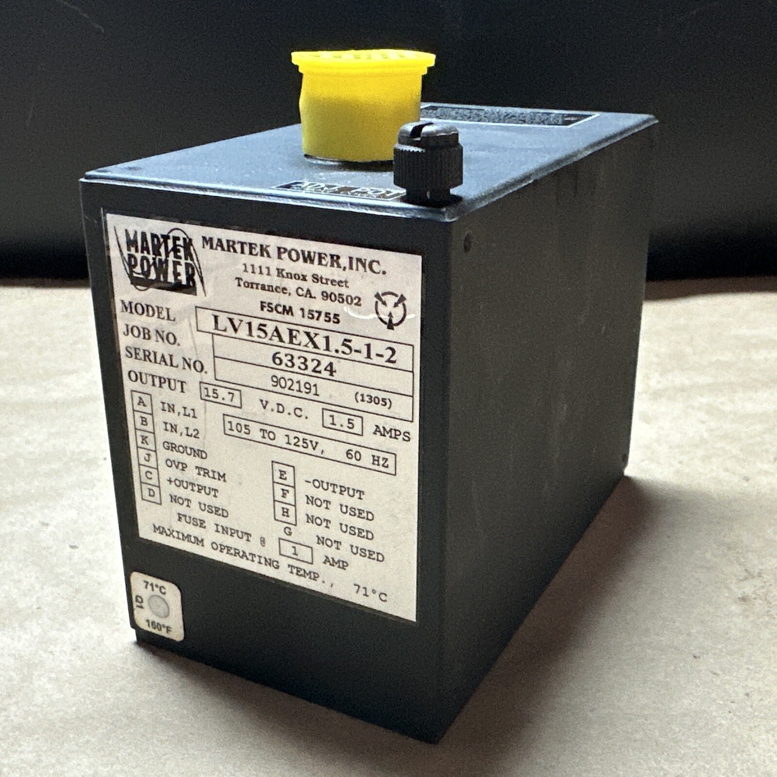 NEW- Martek Power LV15AEX1.5-1-2 Power Supply IN- 105-125VAC, OUT- 1.5A ...