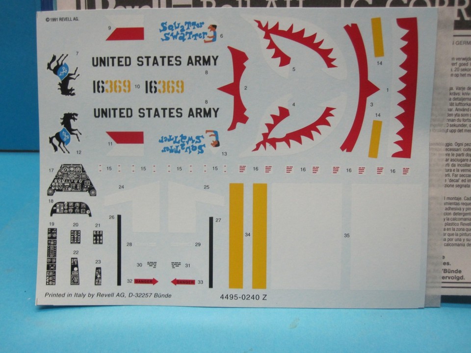 REVELL 4495 1/32 BELL AH-1G COBRA w/ RESIN VIET NAM COCKPIT & QUINTA 3D ...