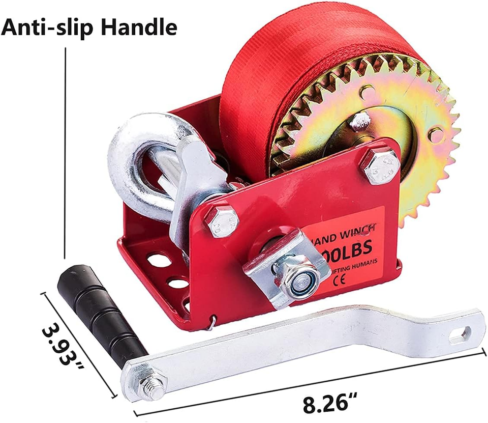 Hand Winch 600 lbs Capacity Portable Towing Hand Crank with Brake 20 ...