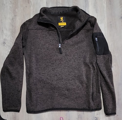 Browning Brown Pullover 1/4 Zip Sweatshirt With Arm Pockets Men M | eBay