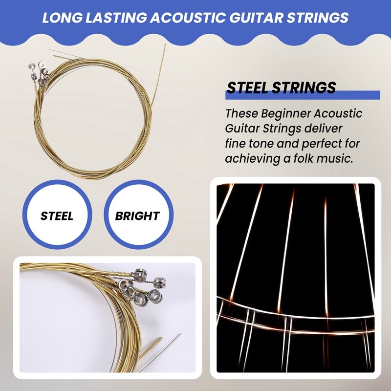 6 Pcs Steel Strings Replacement for Acoustic Guitar Silver+Brass E9S89145 | eBay