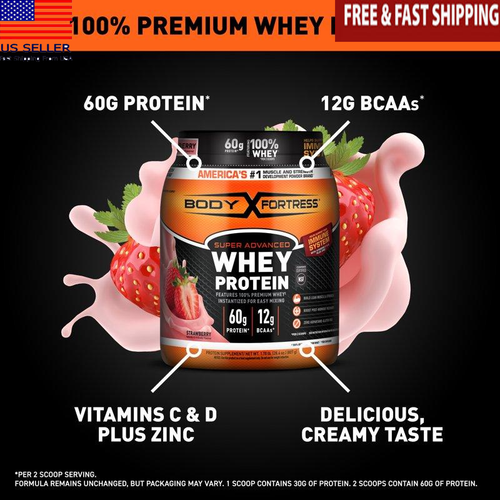 100% Whey Protein Powder Super Advanced 60g Protein 12g BCAAs ...