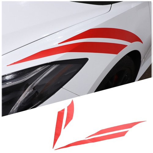 For 2020-24 C8 Corvette Red Fender Stripes Overlay Graphic Decals Vinyl ...