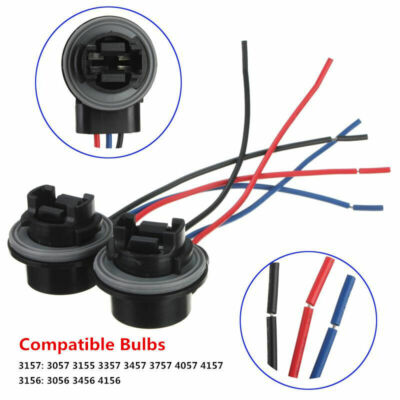 3157 3057 3156 3155 2X Bulb Socket Turn Signal Light Harness Wire Plug ...