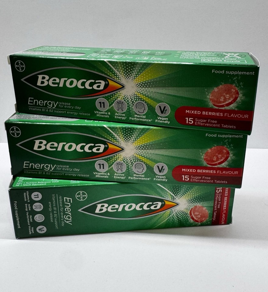 Berocca Energy Mixed Berries Flavour - 3 x Packs Of 15 Tablets | Sugar ...