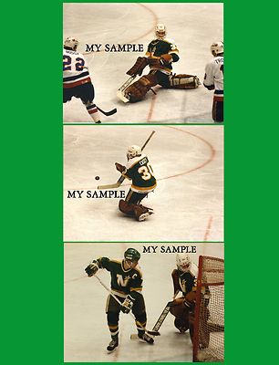 3 JON CASEY Minnesota North Stars NHL Hockey Goalie Mask Pads 8" x 10 ...