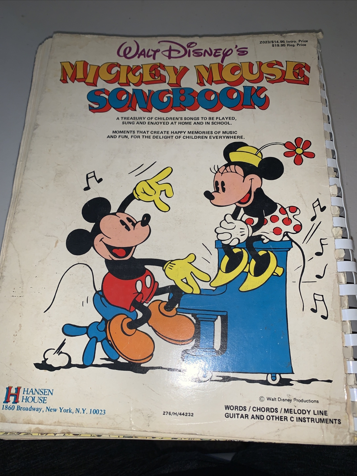 Disney Mickey Mouse Songbook VTG Music Book Singing Drums Piano Teacher ...