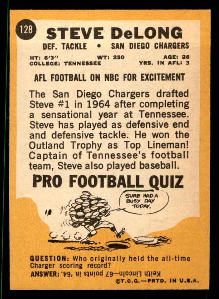 1967 Topps Football #128 Steve Delong EX/MT | eBay