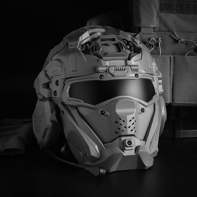 Tactical Assault Helmet Ii Built-In Headset with Mask Anti-Fog Mini Fan ...
