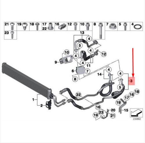 NEW BMW 5 F10 TRANSMISSION OIL COOLER HOSE PIPE INLET 17227583183 10-18 ...