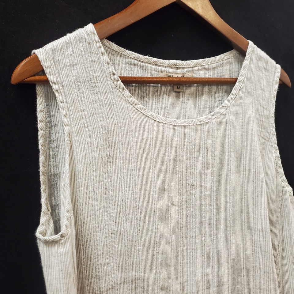 Flax Womens Sleeveless Linen Tunic Top Size M Striped Beach Sustainable ...