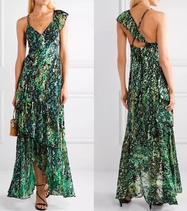 Alice + Olivia Emerald Green Shanel Animal Print Maxi… - Gem
