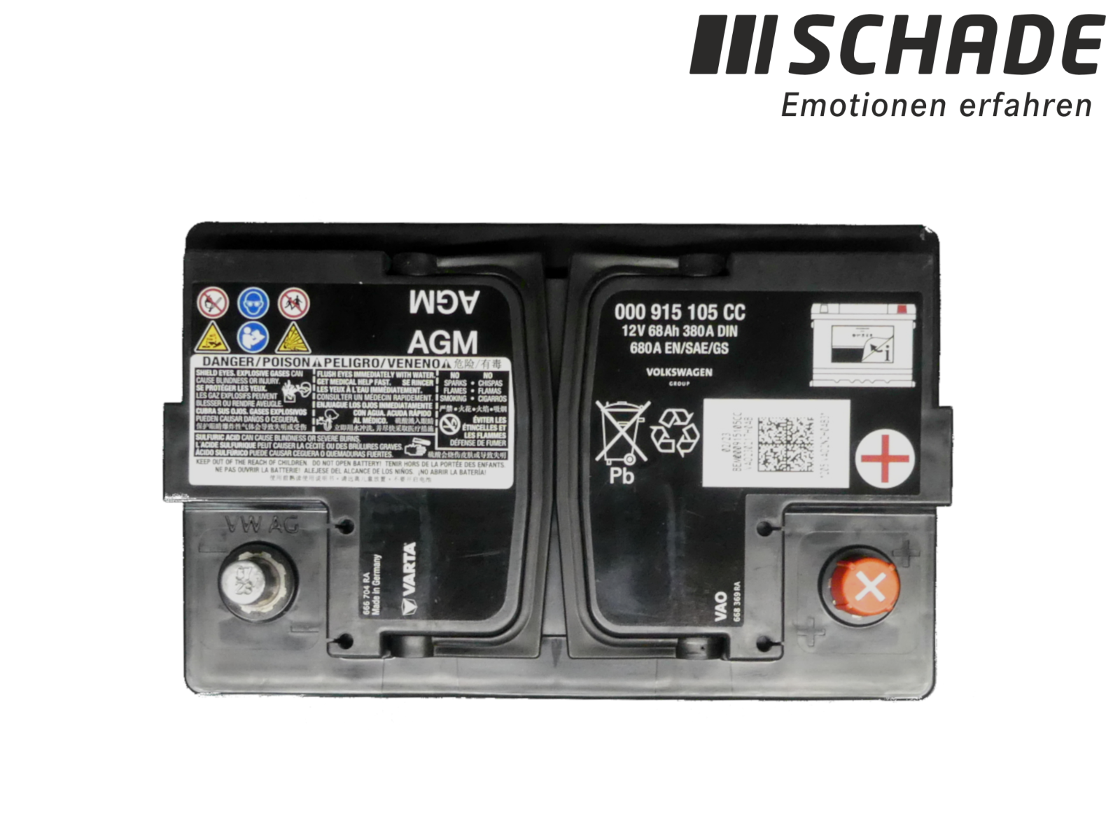 ORIGINAL VW Autobatterie Batterie Starterbatterie 12V 68Ah 380/680A ...