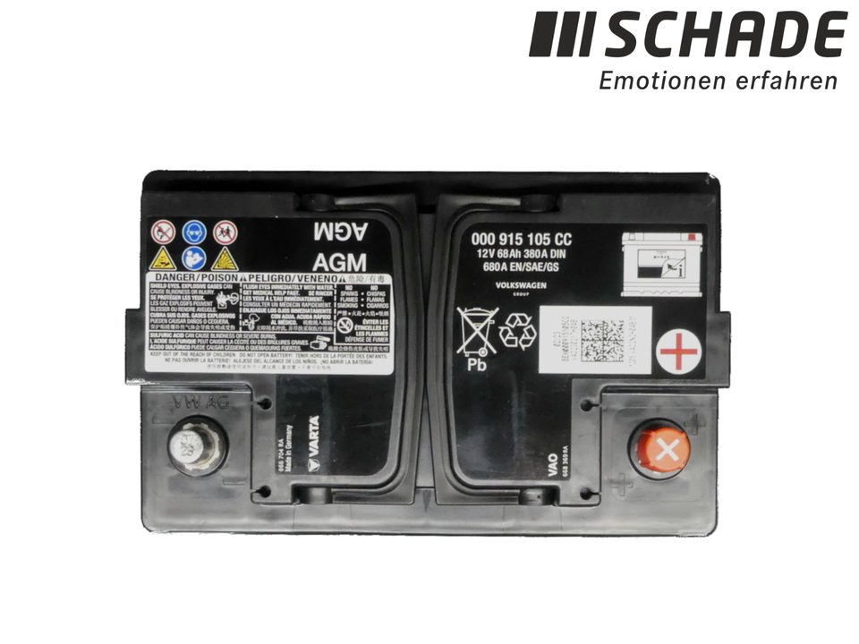 ORIGINAL VW Autobatterie Batterie Starterbatterie 12V 68Ah 380/680A ...