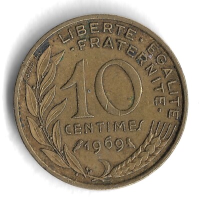 1969 France 10 Centimes World Coin - KM# 929 | eBay