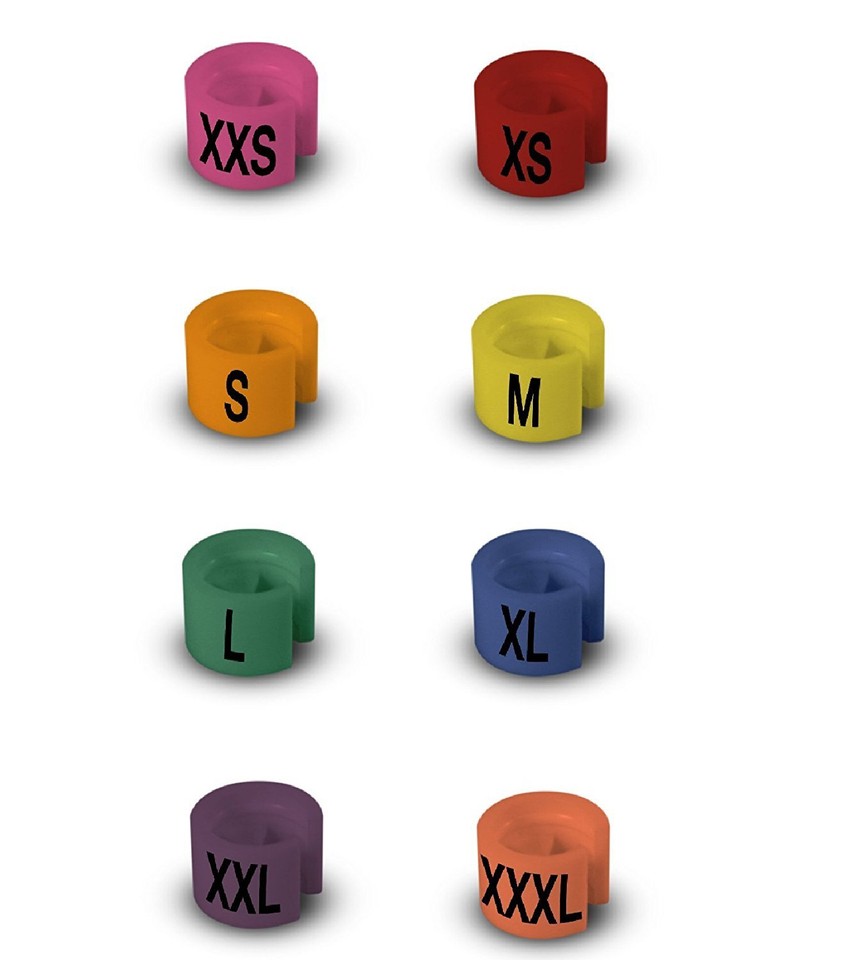 Colored Hanger Sizer Garment Markers "XXS-5XL"Plastic Size Marker Tags ...