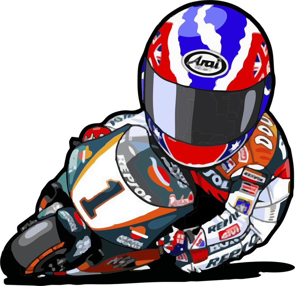 stars of motoGP TT superbike cartoon decals stickers past and present ...