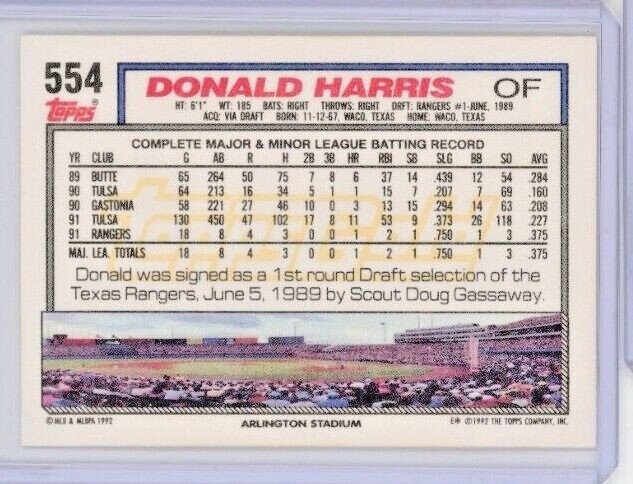 1992 Topps - Gold #554 Donald Harris for sale online | eBay