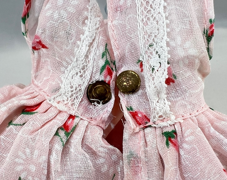 VINTAGE NASB 1953 Muffie Dress-up Styles Pink Floral Dress +Panties~Bow ...