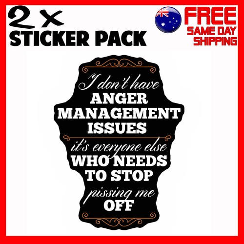 2 x Stickers - Anger Management Issues - Car Bumper Funny Novelty ...