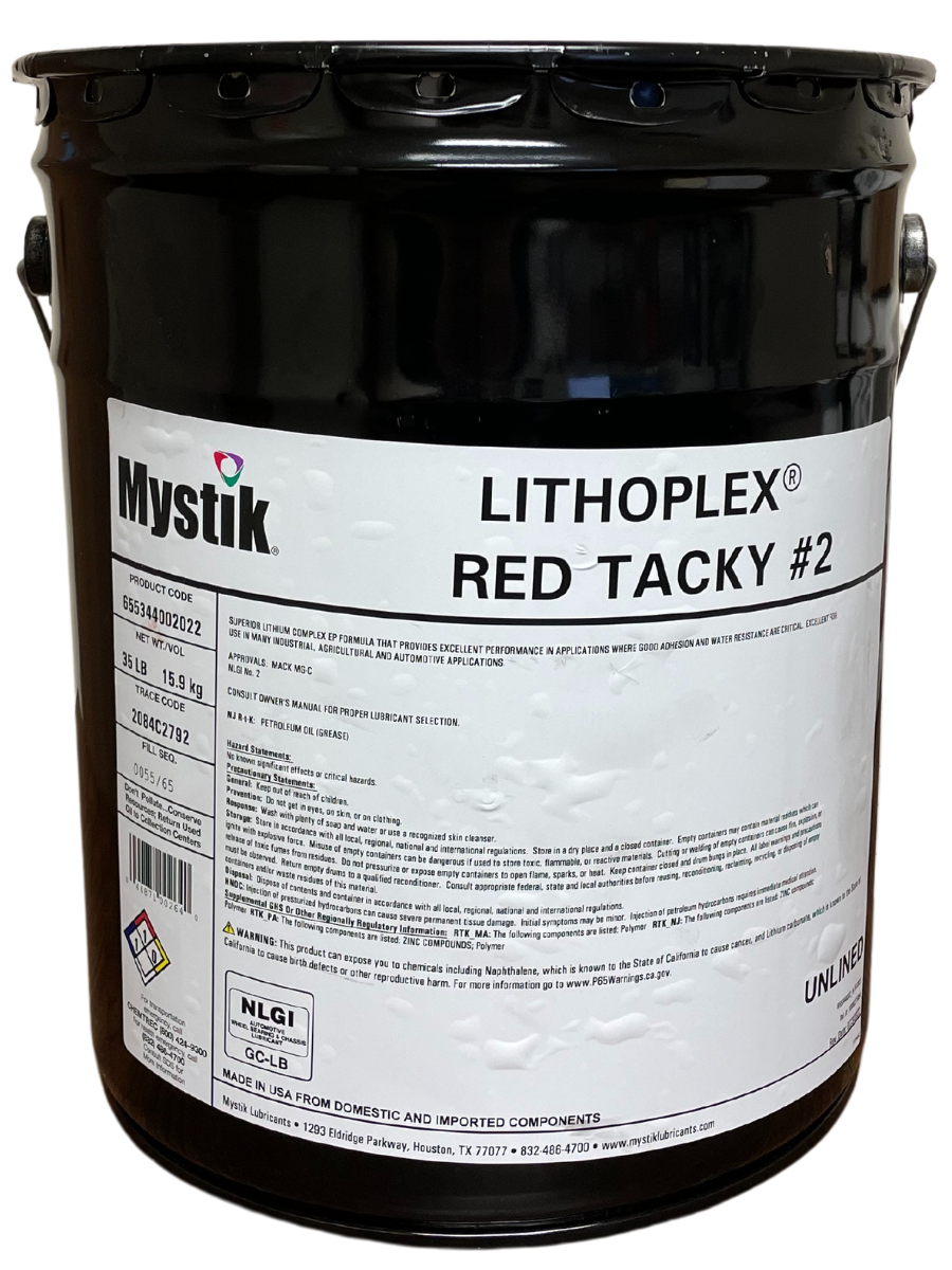 Mystik Lithoplex RT #2 Grease; NLGI GC-LB Red; Tubes, 5 Gal Pail or 55 ...