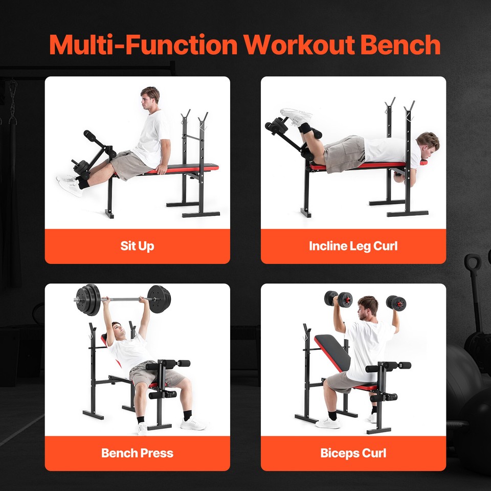 380LBS Weight Bench Sit Bench for Home Gym Strength Training Adjustable ...