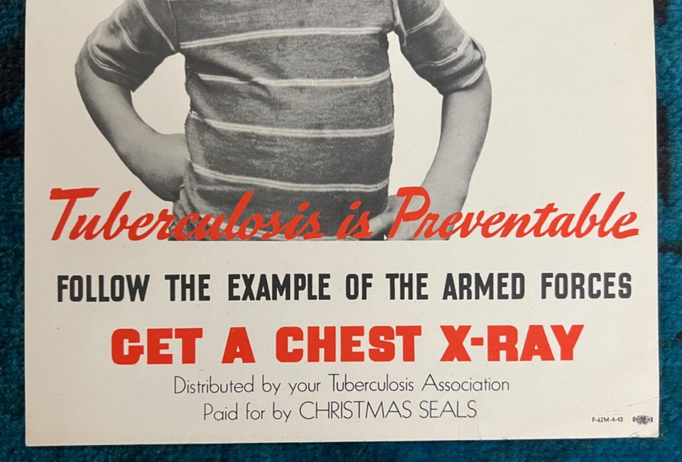 WWII WW2 Original War Poster Health X-Ray Tuberculosis Christmas Seals ...
