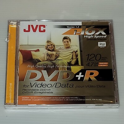 JVC DVD+R 1-16x High-Speed Disc for Video/Data Single Version 1.3 120 ...