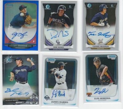AUTOGRAPH LOT (6) 2011 - 2017 BOWMAN CHROME RC'S SERIAL #'D BLUE /150 ...