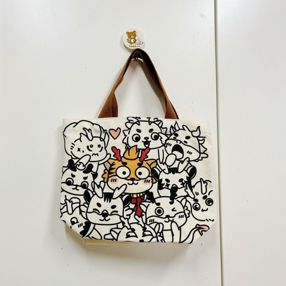 Chinese Loong Handbag Cartoon Water Cup Bag Portable Canvas Bag ...
