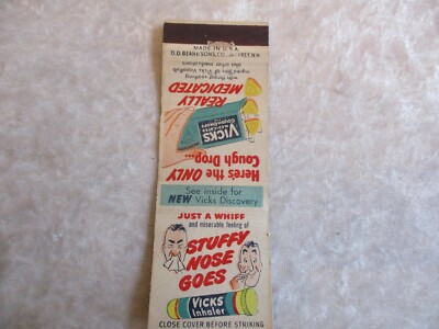 Vintage Vicks Inhaler and Cough Drops Matchbook | eBay