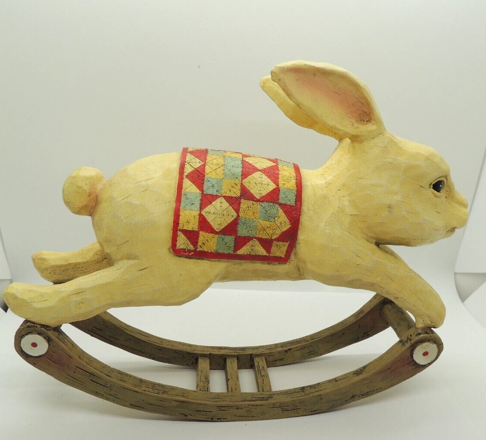 Rocking Rabbit Bunny with Quilt Folk Art Decor Easter Spring Folk Art ...